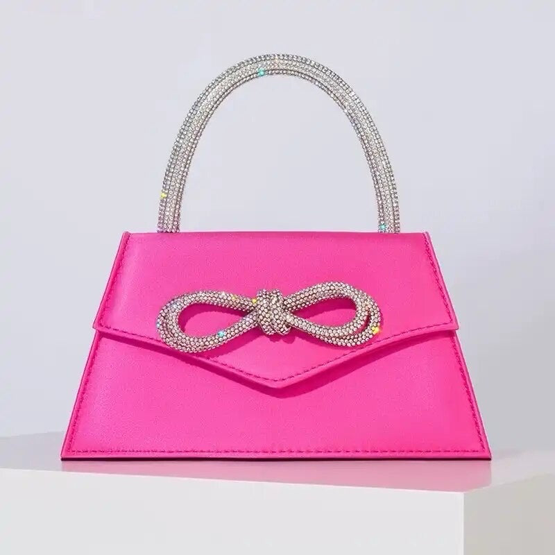 Rhinestone Bow Satin Handbags